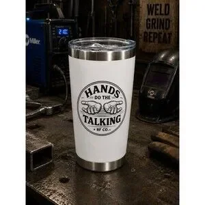 Unbranded | Dining | Hands Do The Talking 2oz White Tumbler Rf Co Skull ...
